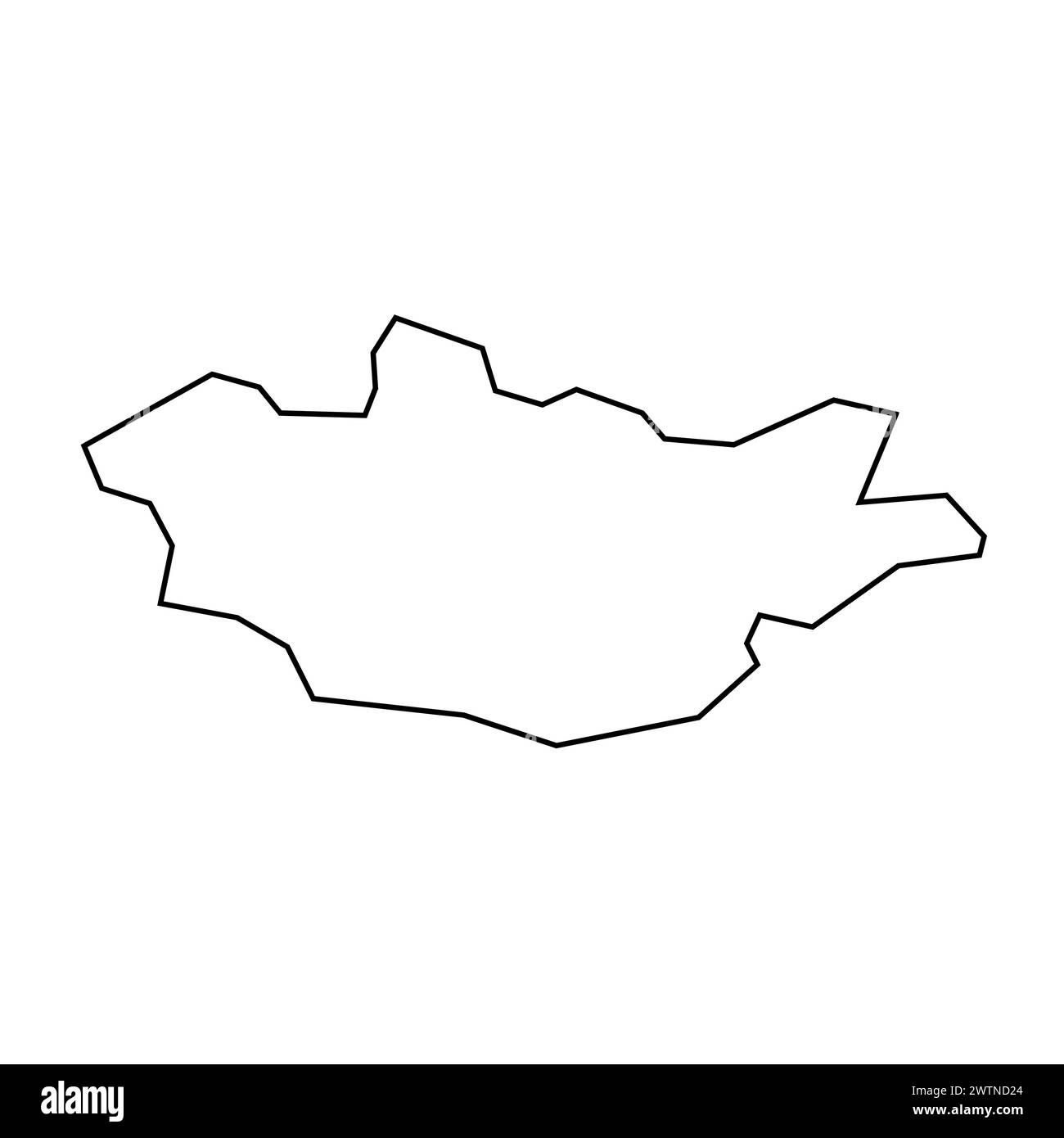 Mongolia country thin black outline silhouette. Simplified map. Vector ...