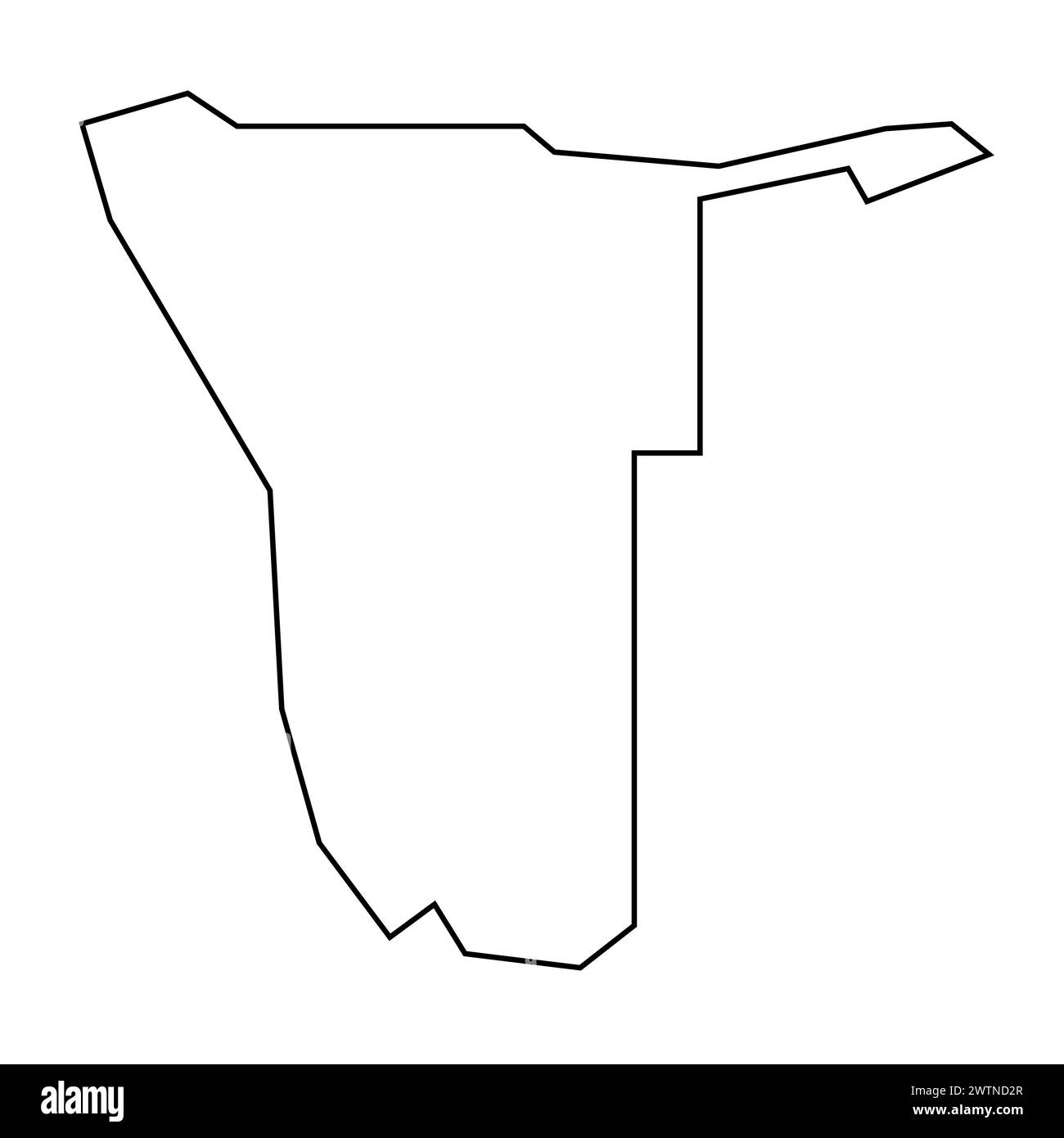 Namibia country thin black outline silhouette. Simplified map. Vector ...