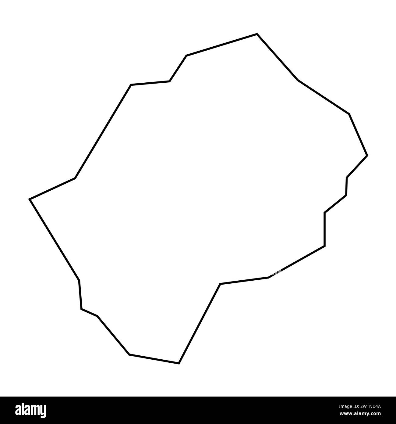 Lesotho country thin black outline silhouette. Simplified map. Vector ...