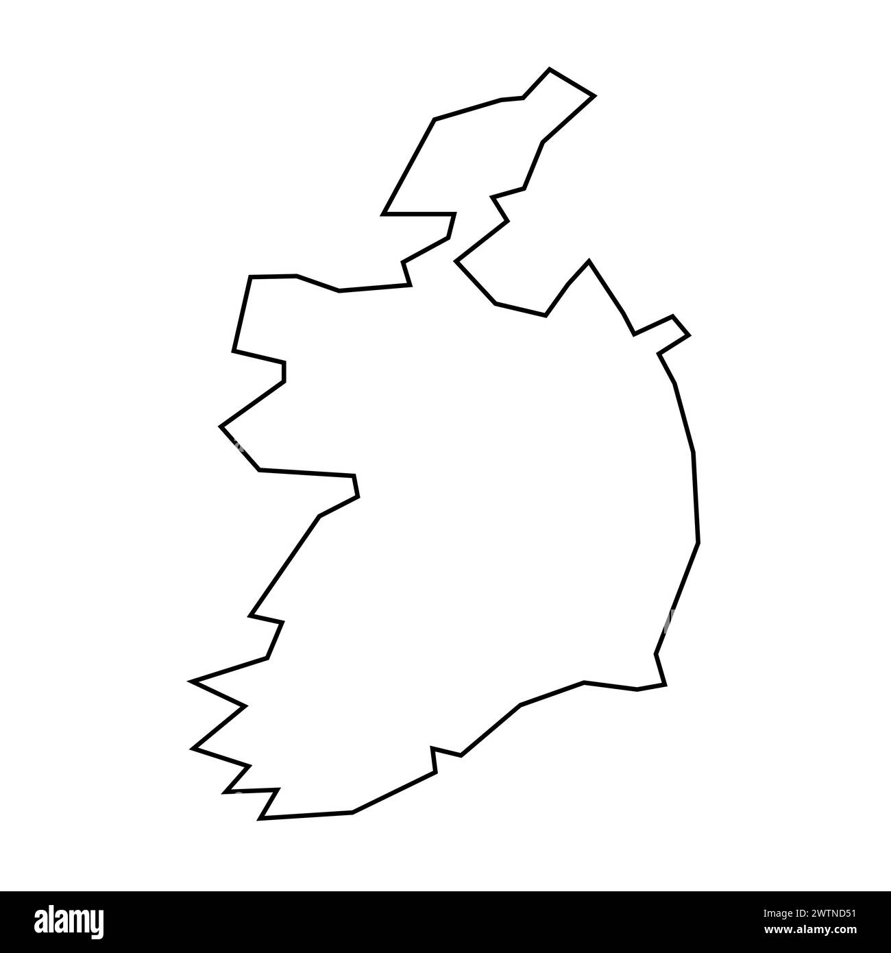 Ireland country thin black outline silhouette. Simplified map. Vector ...