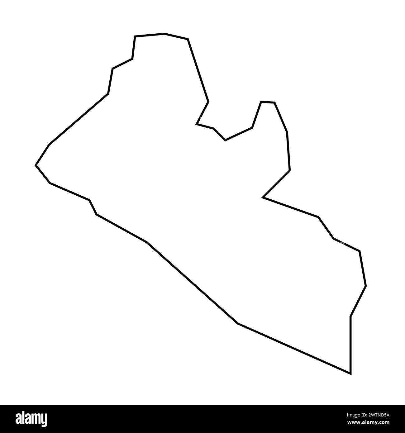 Liberia country thin black outline silhouette. Simplified map. Vector ...