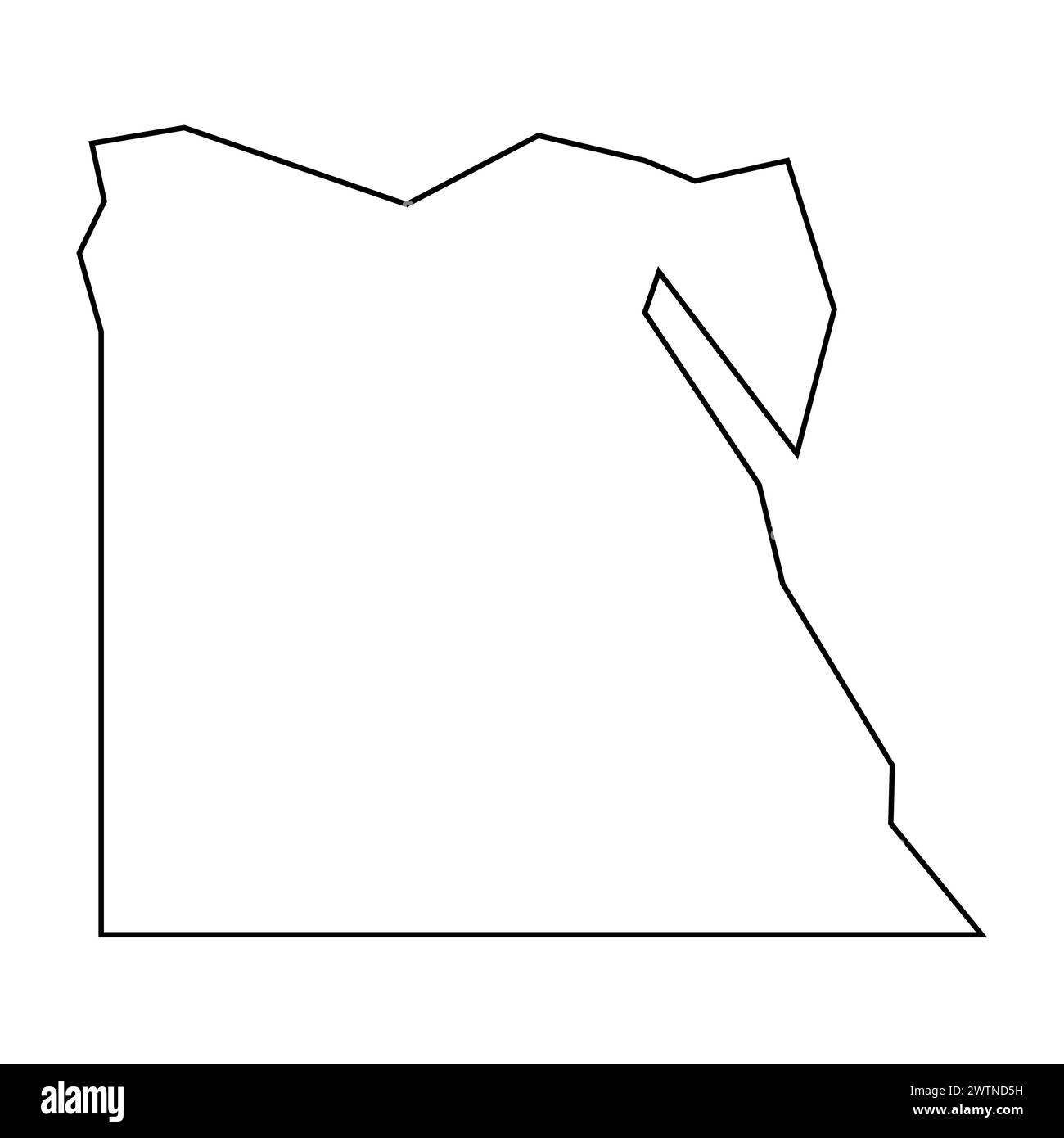 Egypt country thin black outline silhouette. Simplified map. Vector ...