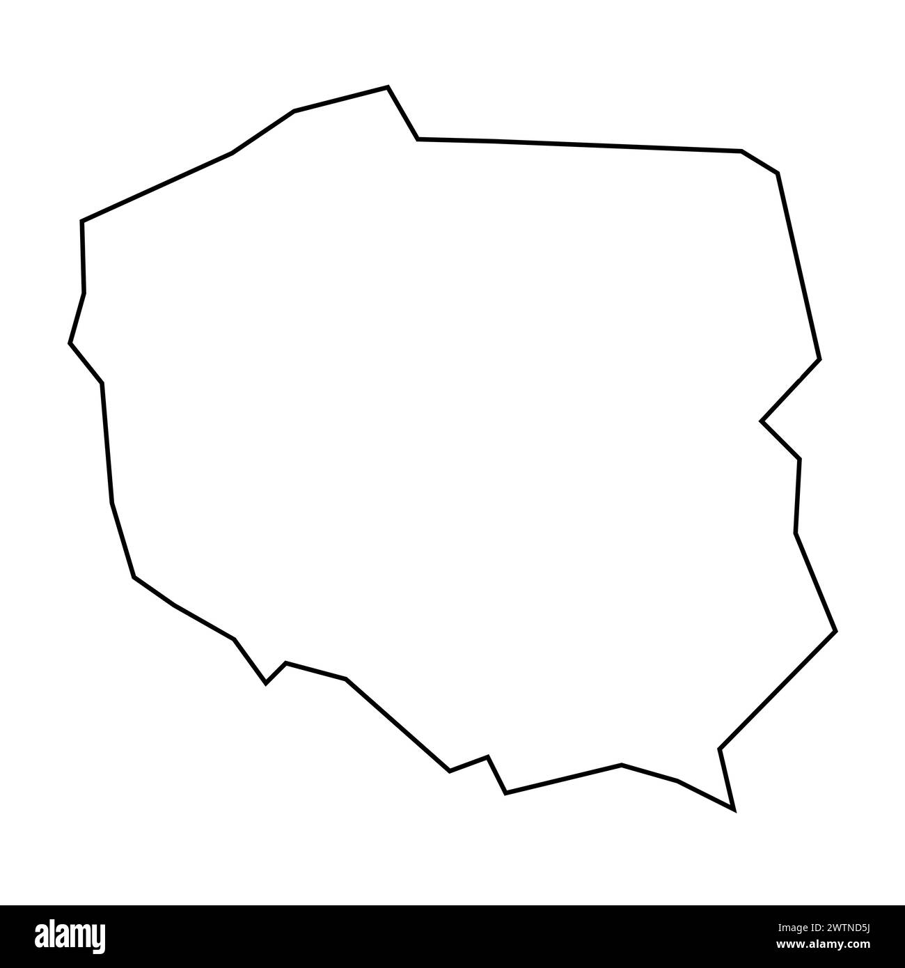Poland country thin black outline silhouette. Simplified map. Vector ...