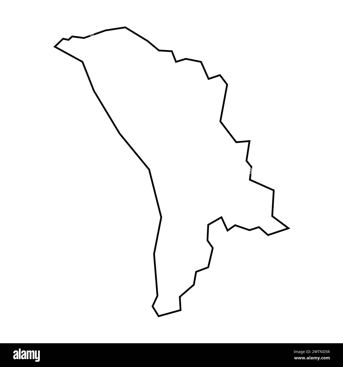 Moldova country thin black outline silhouette. Simplified map. Vector ...