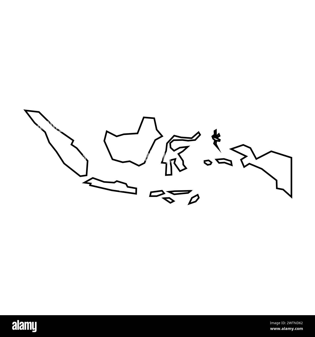 Indonesia Country Thin Black Outline Silhouette Simplified Map Vector