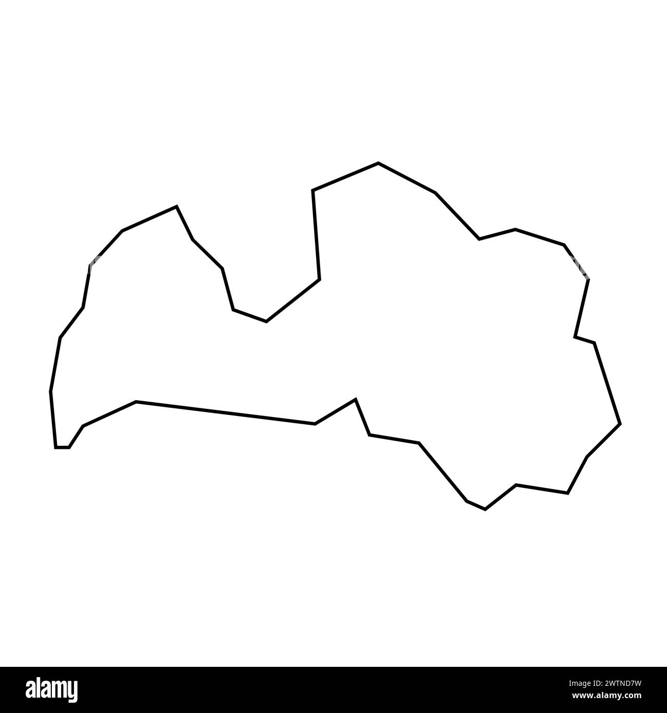 Latvia country thin black outline silhouette. Simplified map. Vector icon isolated on white ...