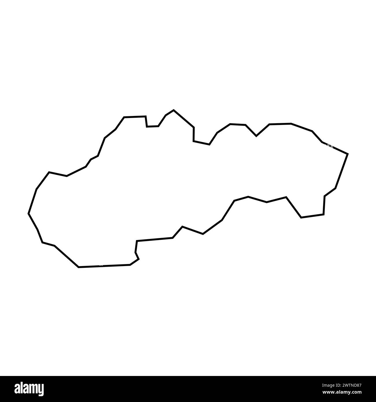 Slovakia country thin black outline silhouette. Simplified map. Vector ...
