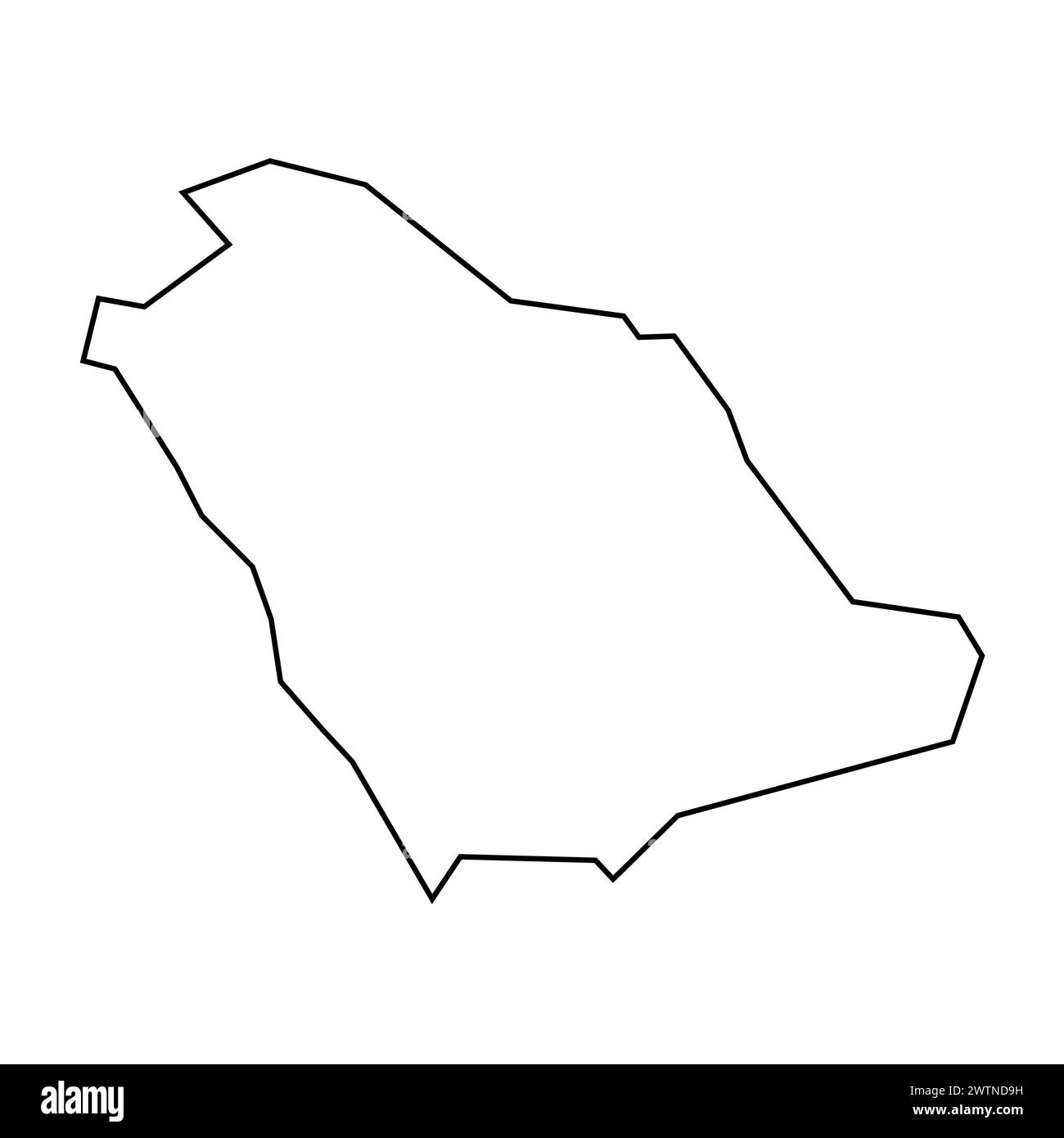 Saudi Arabia country thin black outline silhouette. Simplified map ...