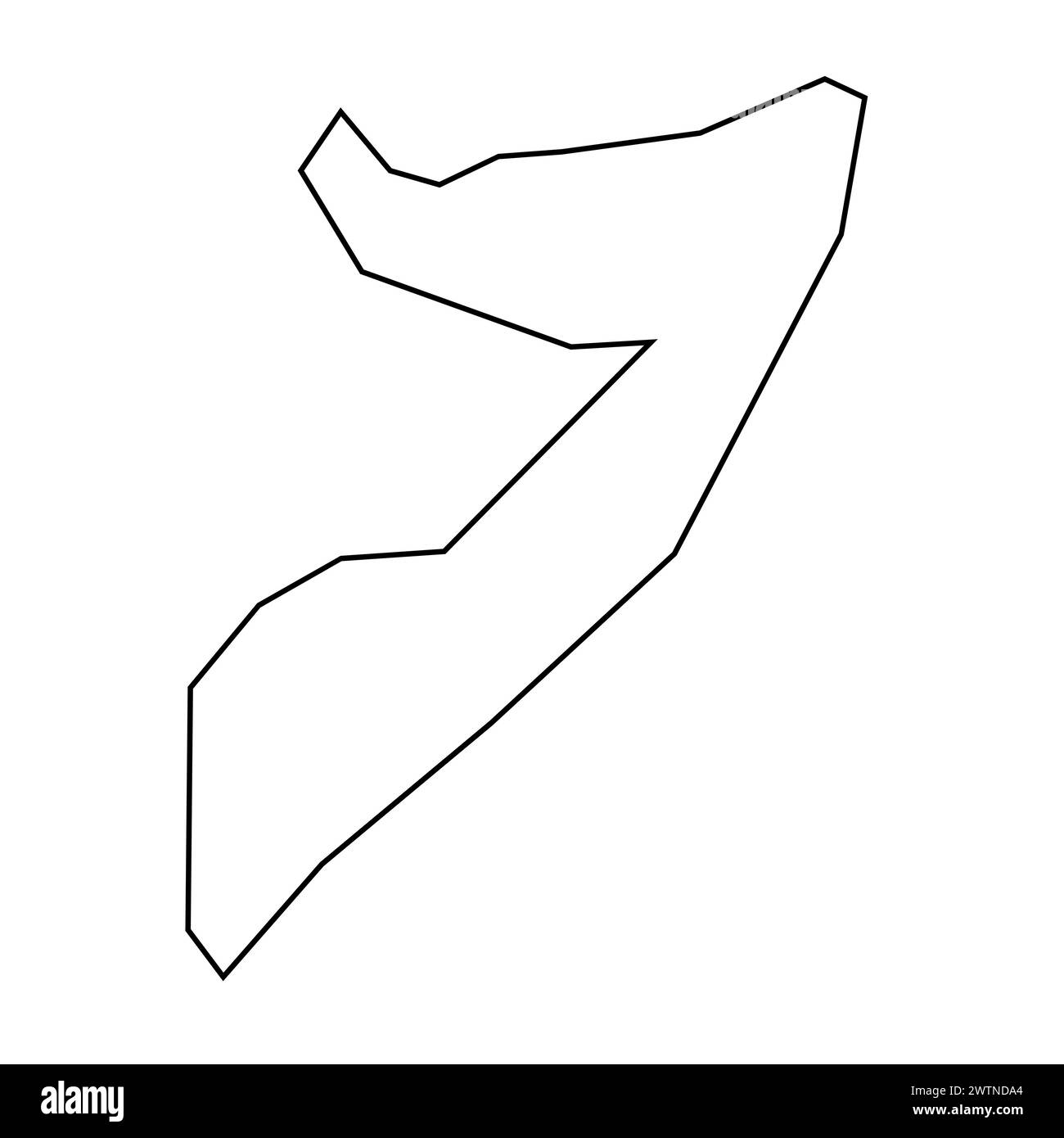 Somalia country thin black outline silhouette. Simplified map. Vector ...