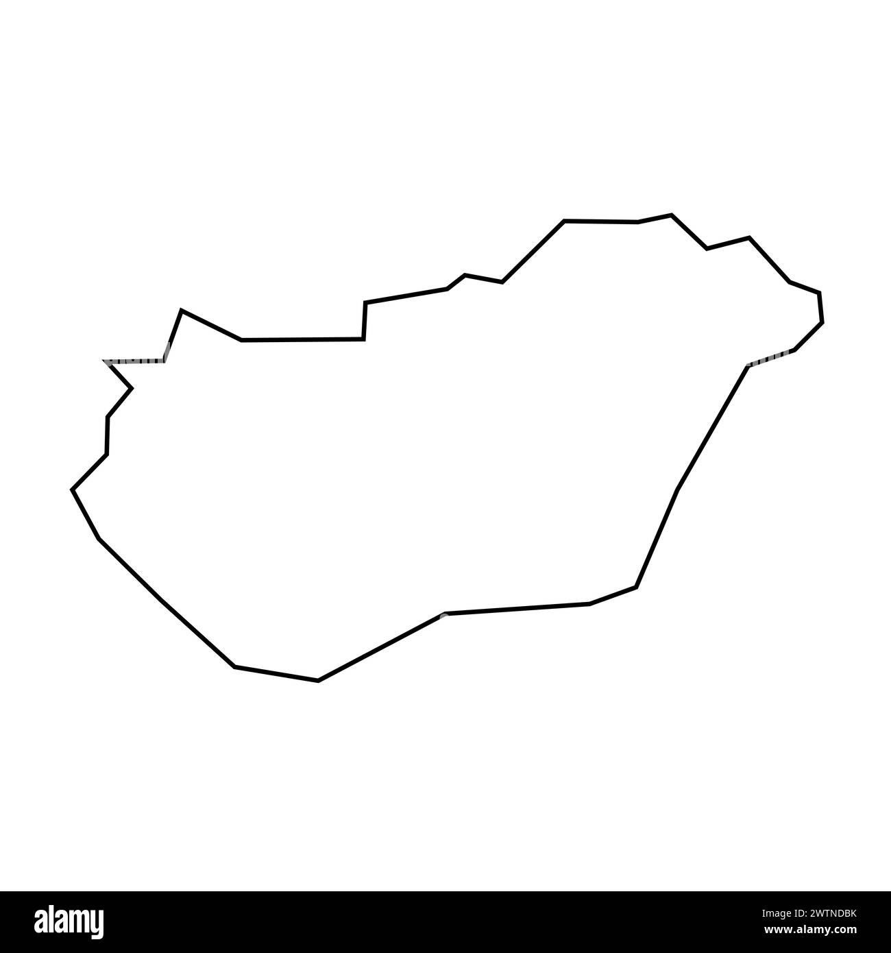 Hungary country thin black outline silhouette. Simplified map. Vector ...