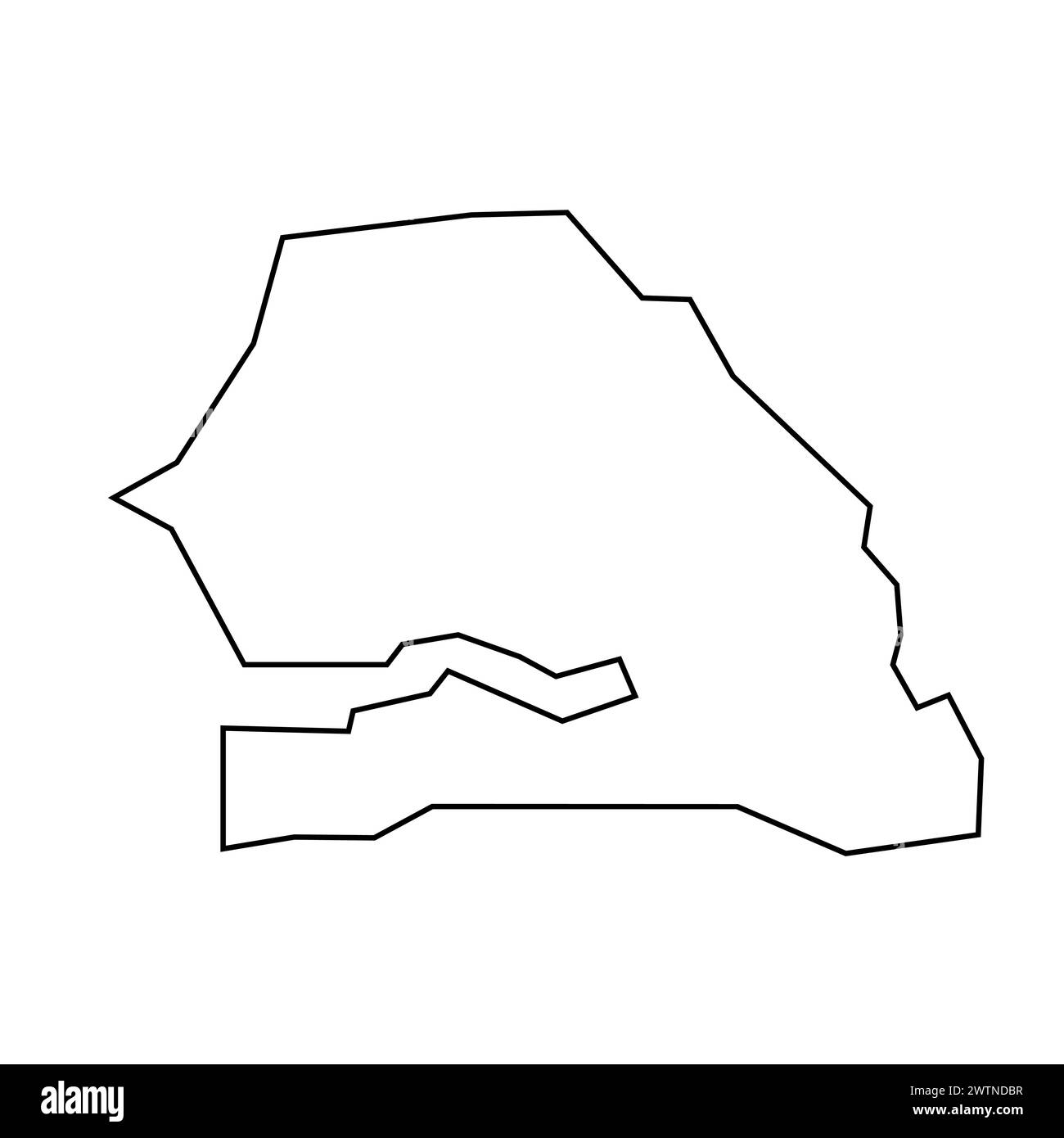 Senegal country thin black outline silhouette. Simplified map. Vector ...