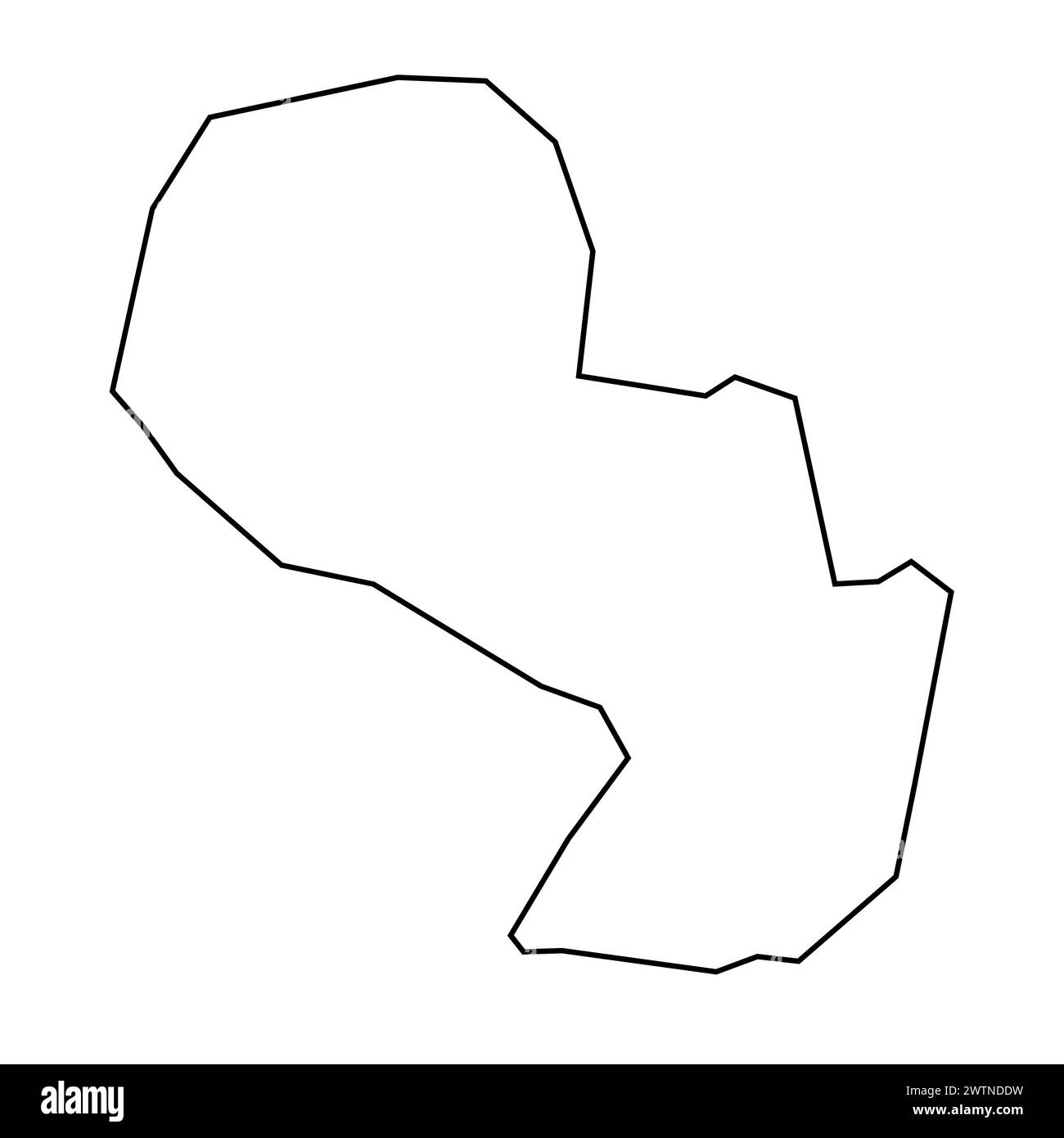 Paraguay country thin black outline silhouette. Simplified map. Vector ...