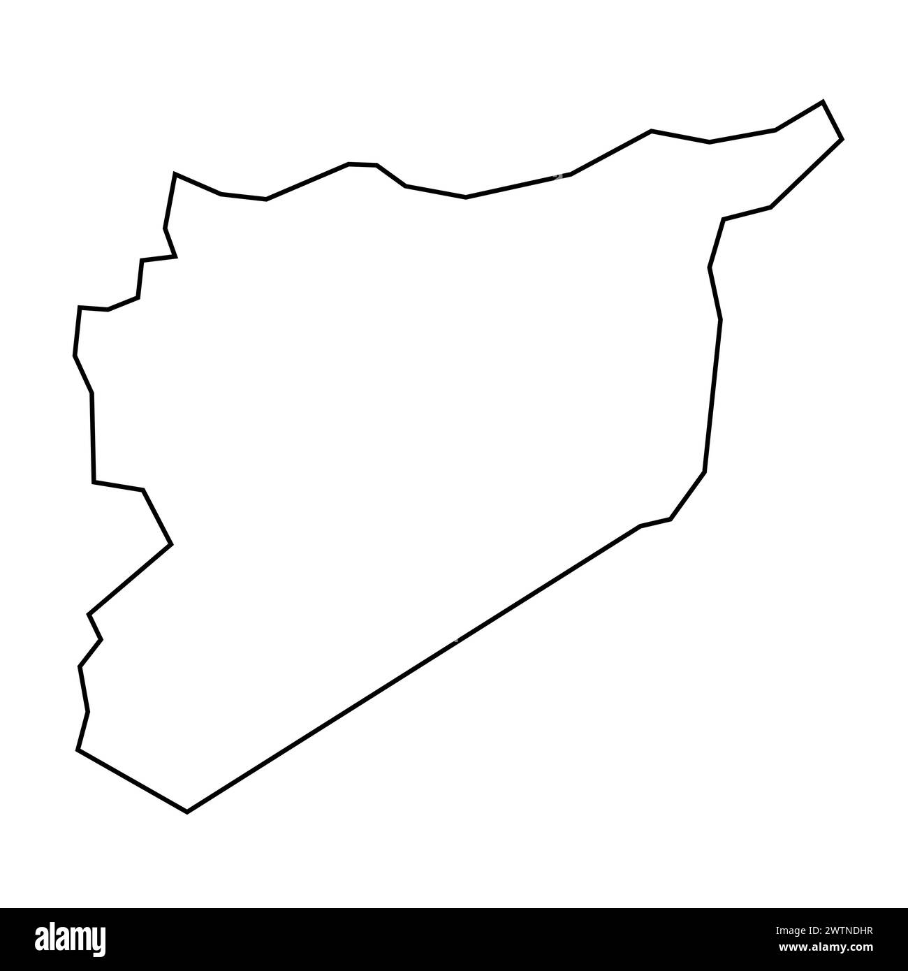 Syria country thin black outline silhouette. Simplified map. Vector ...