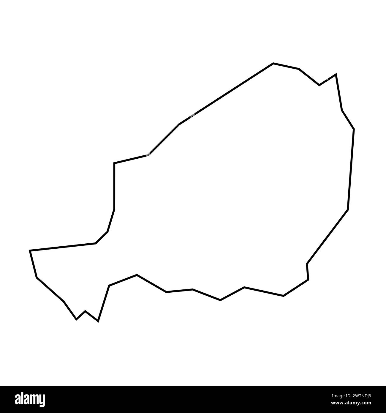 Niger country thin black outline silhouette. Simplified map. Vector ...