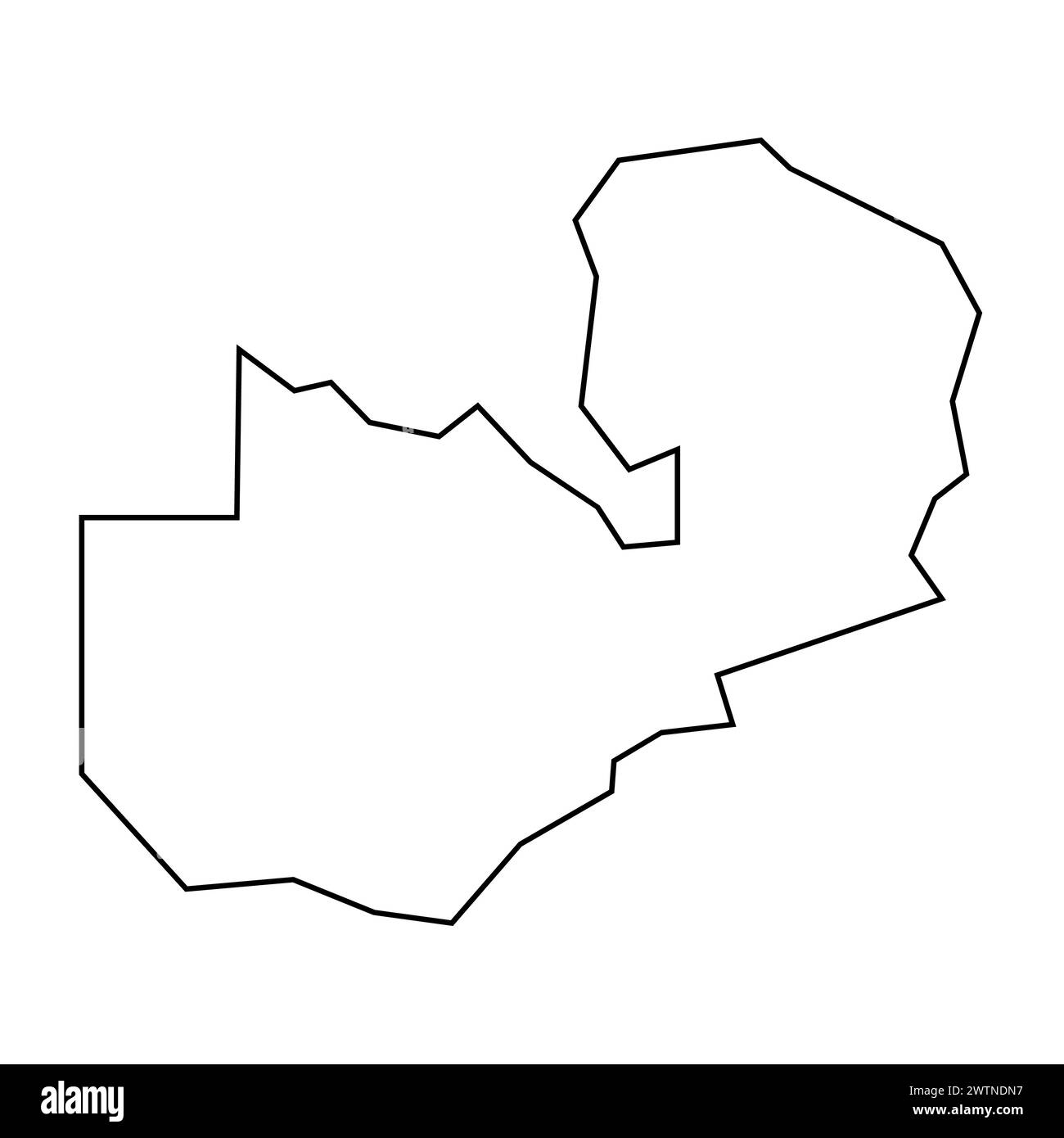 Zambia country thin black outline silhouette. Simplified map. Vector ...
