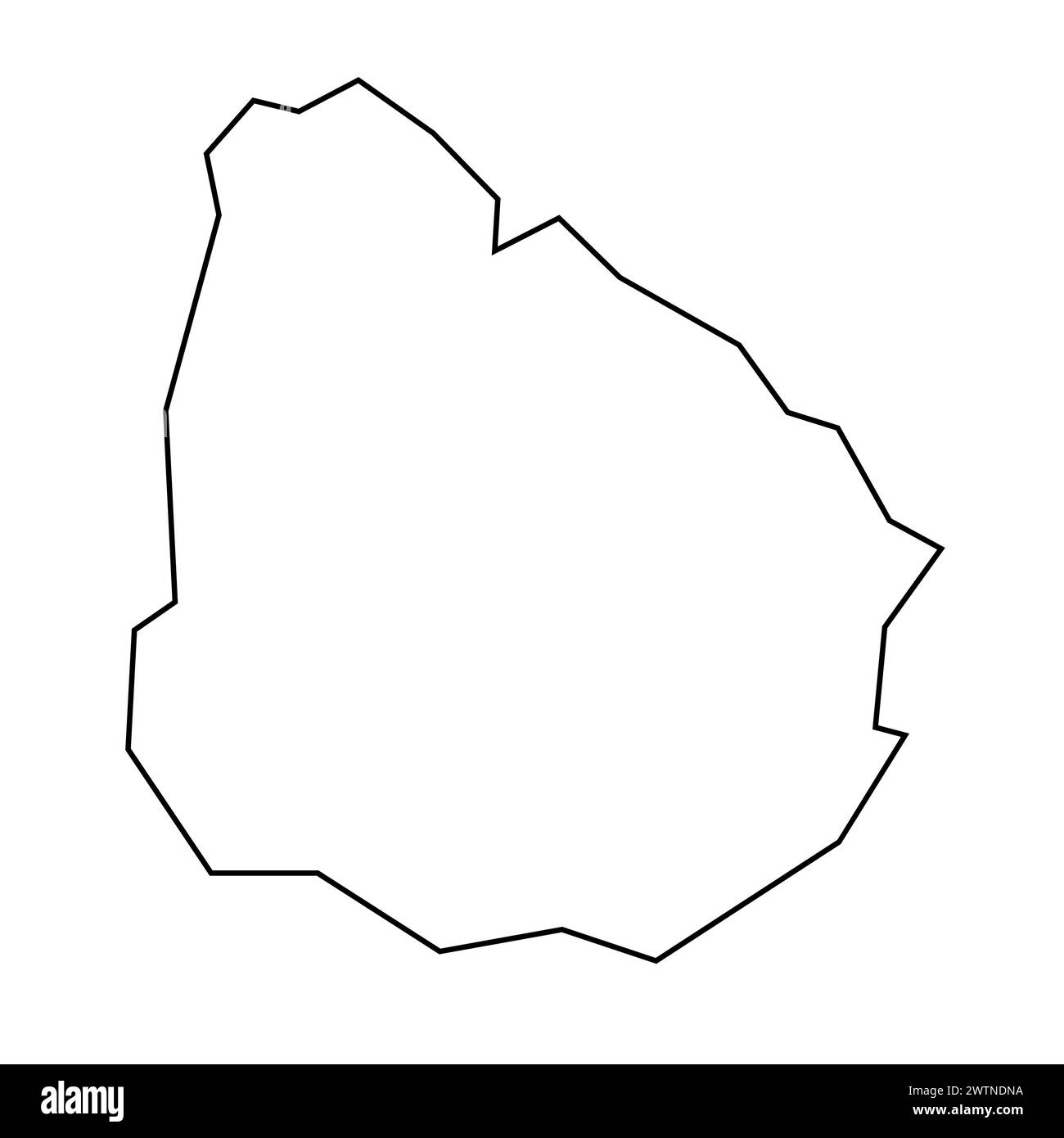 Uruguay country thin black outline silhouette. Simplified map. Vector ...
