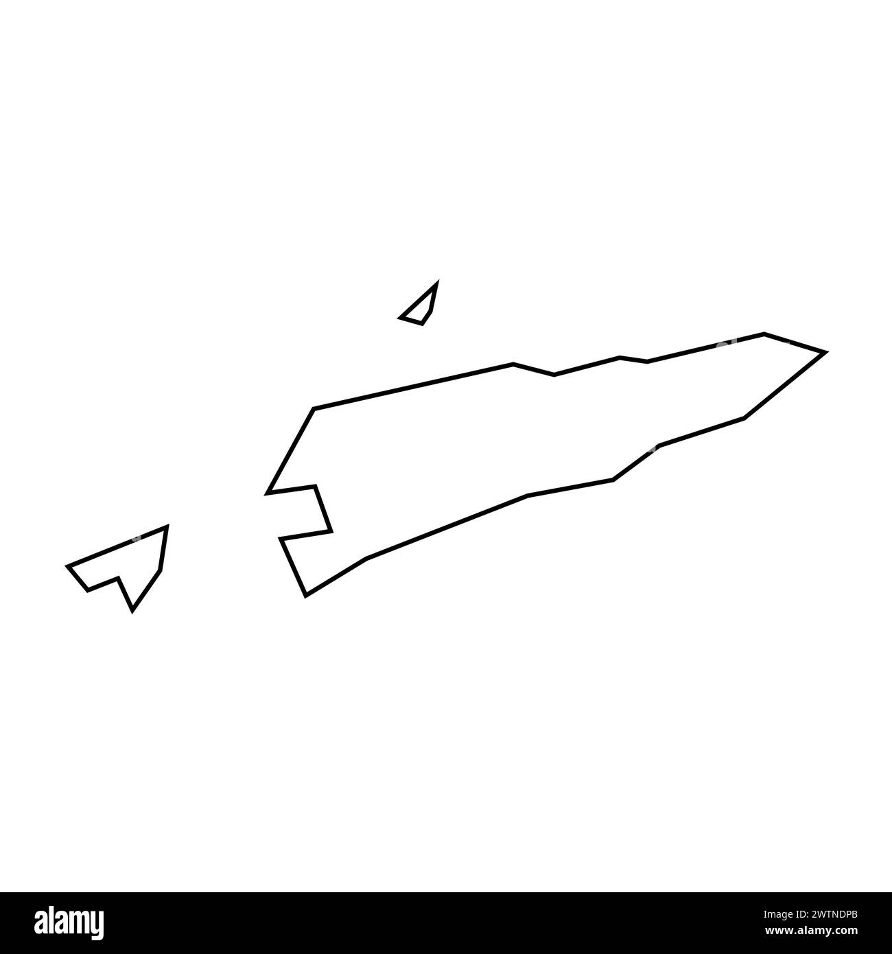 East Timor country thin black outline silhouette. Simplified map ...