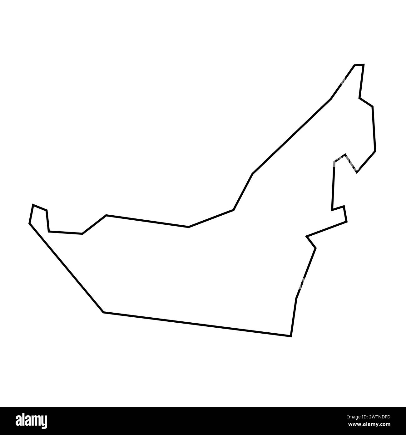 United Arab Emirates country thin black outline silhouette. Simplified ...