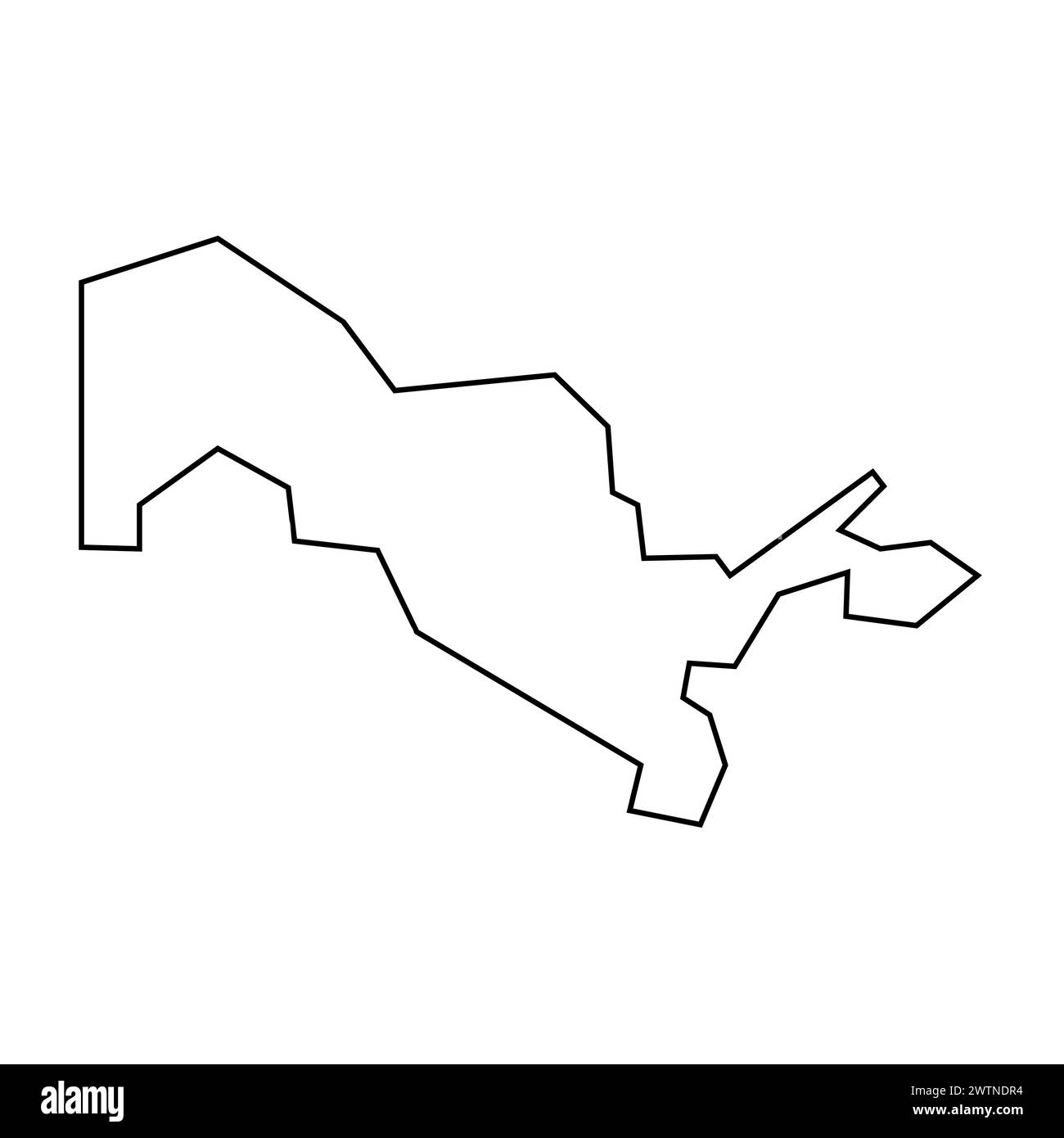 Uzbekistan Country Thin Black Outline Silhouette Simplified Map
