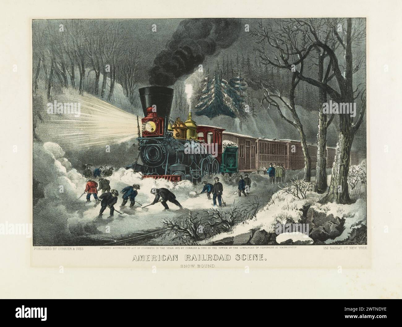 Vintage Historical Lithography, Published by Currier & Ives Stock Photo ...