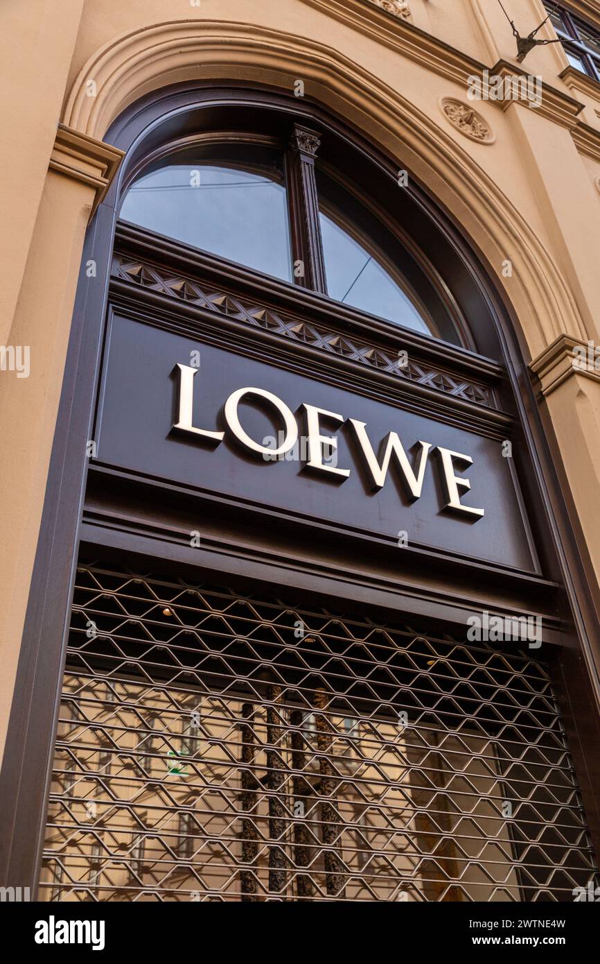 Munich, Germany - December 25, 2021: Loewe sign and logo at the ...