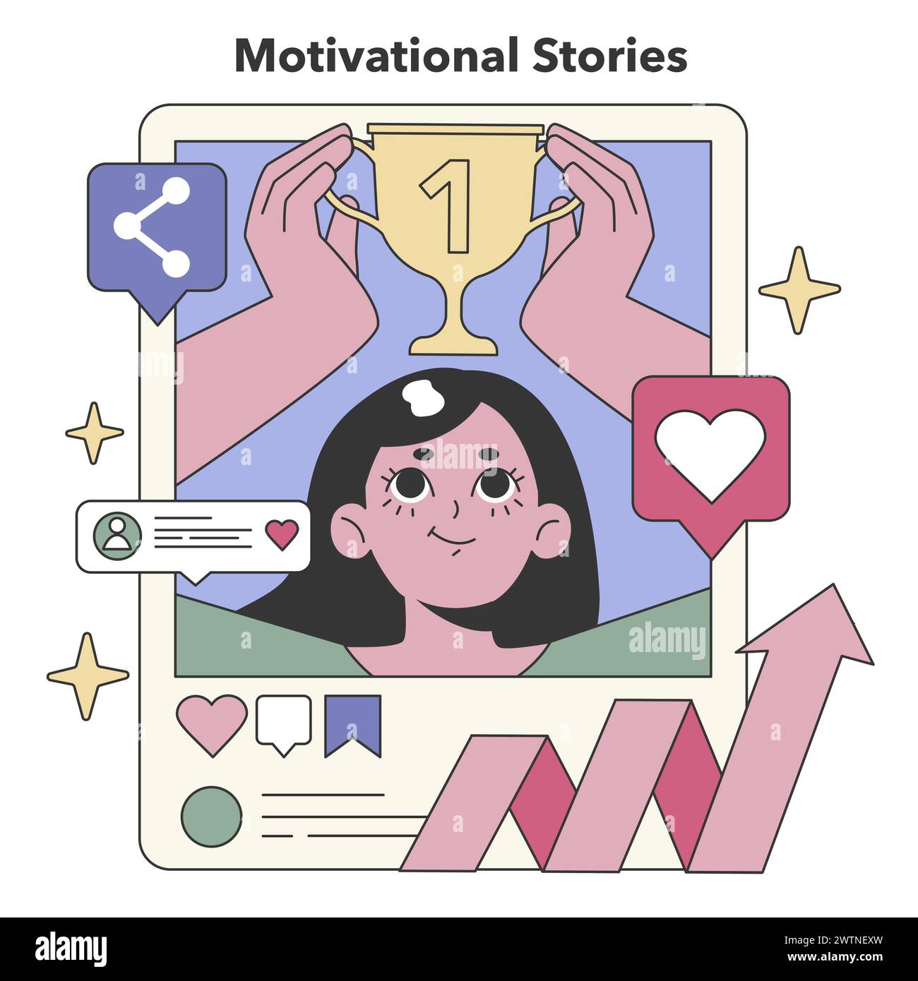 Success Stories set. Celebrating achievements and personal growth with ...