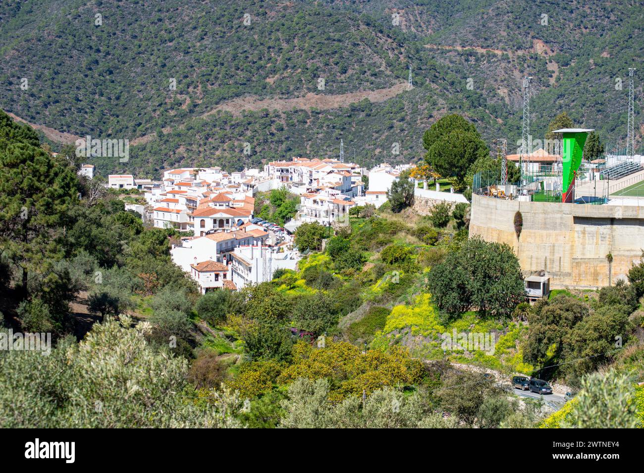 ISTAN, SPAIN - MARCH 16, 2024: Panoramic view of Istan village in Istan ...