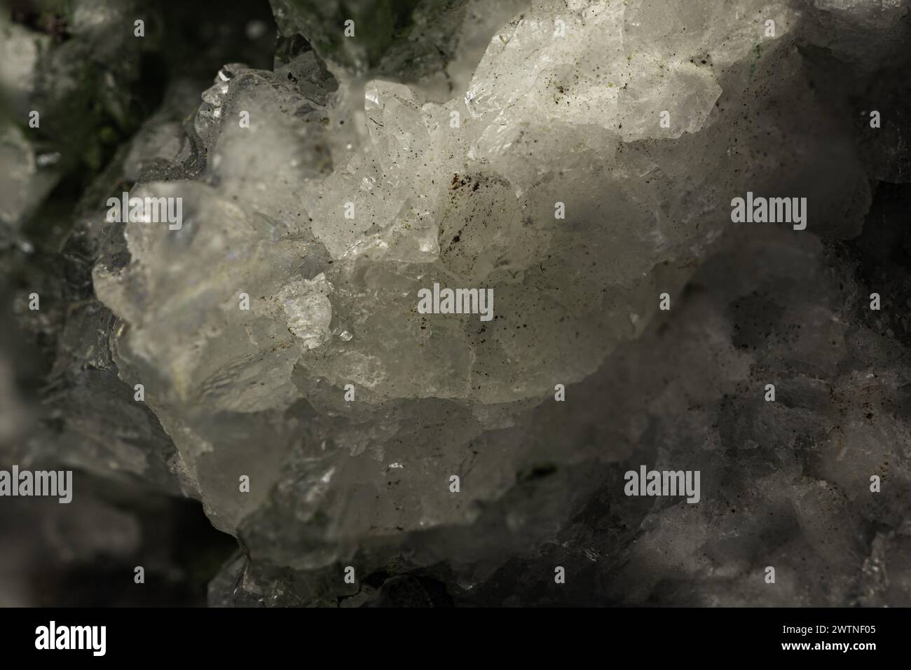 Cluster of translucent grey celestine crystals with natural rough ...