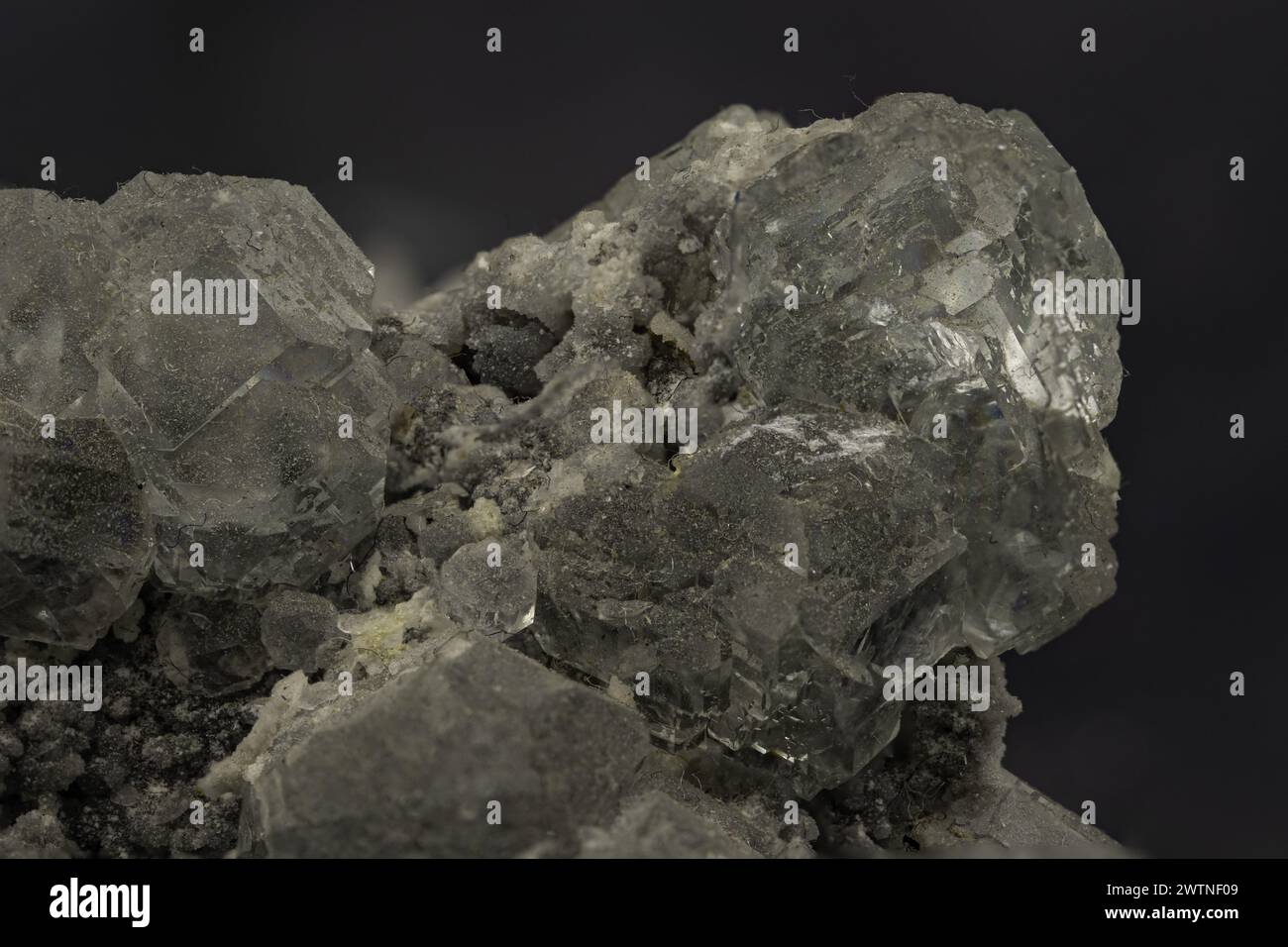 Cluster of translucent grey celestine crystals with natural rough ...