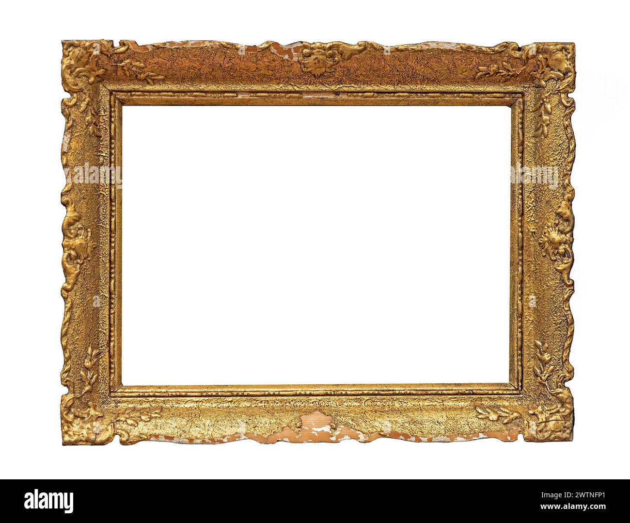 Vintage blank gold empty frame isolated on white background Stock Photo ...