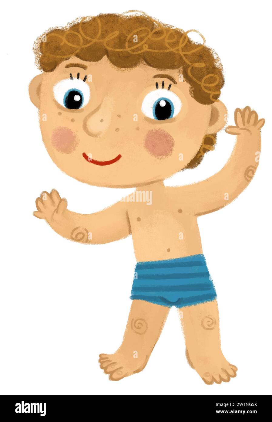 cartoon scene with young boy as anatomy model of body parts on white ...