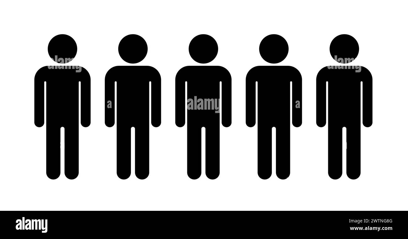 Group man six person row human infographic vector black icons. Six ...