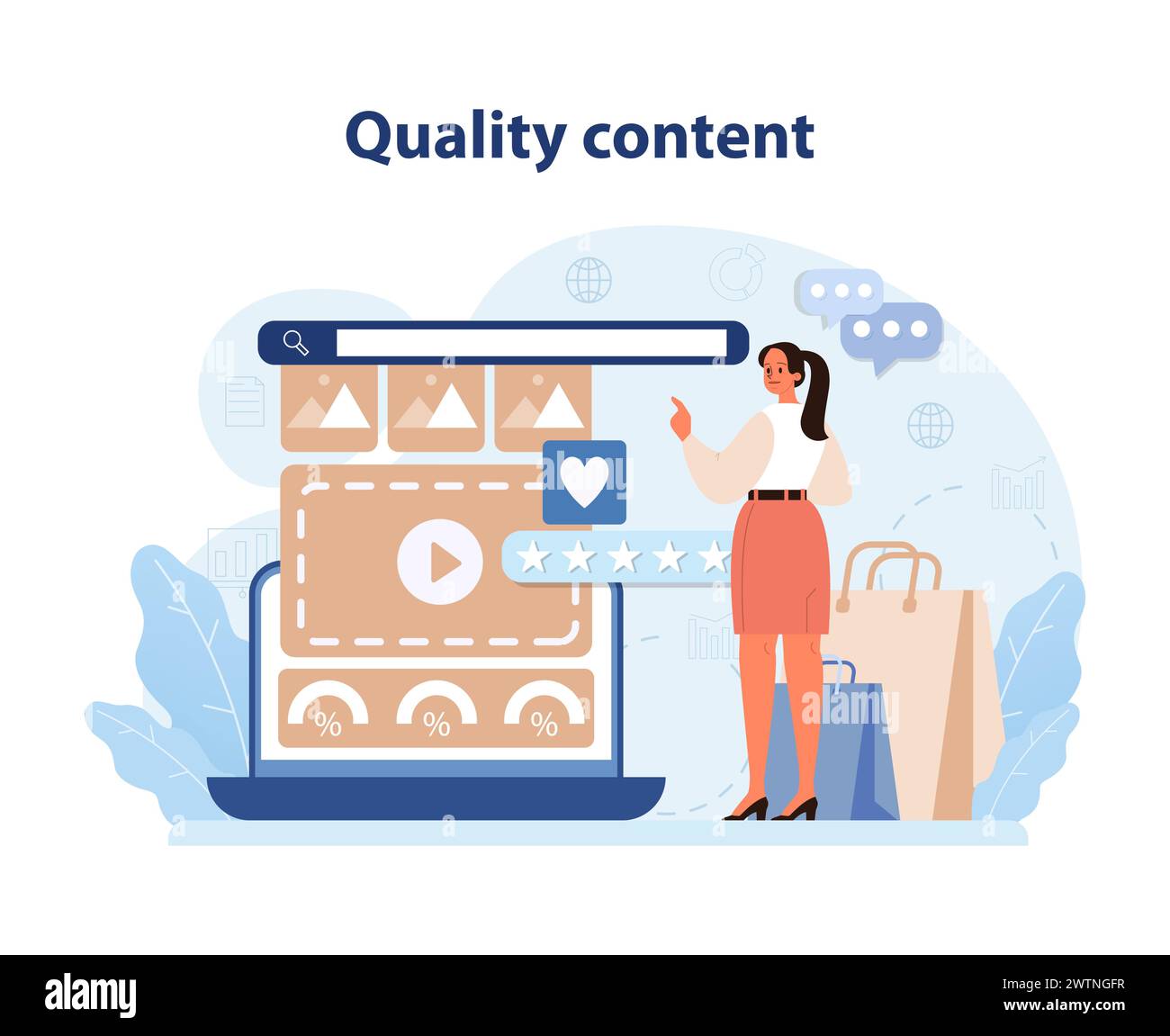 Quality Content for Consumer Engagement. An illustration of a content ...