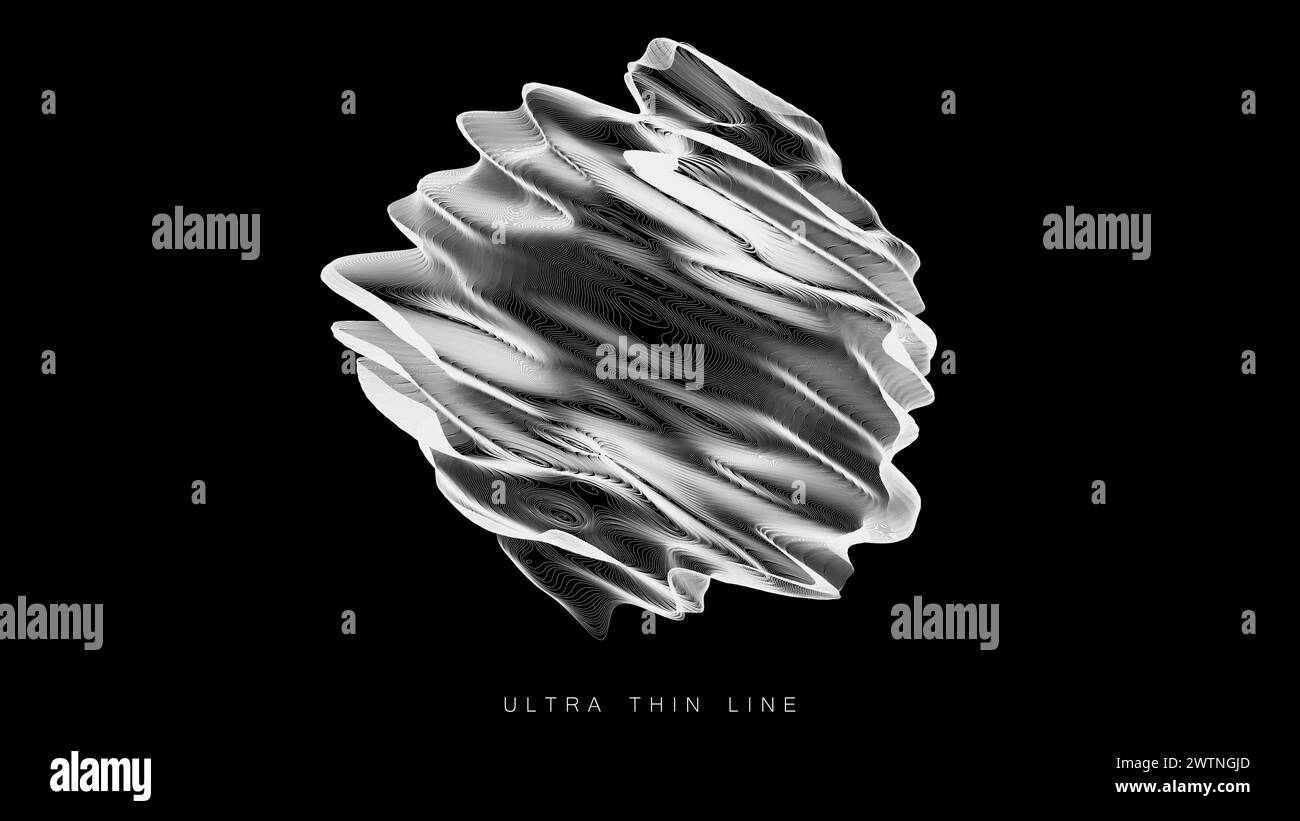 Distorted line spheres. Vector thin line glitch geometry Stock Vector ...