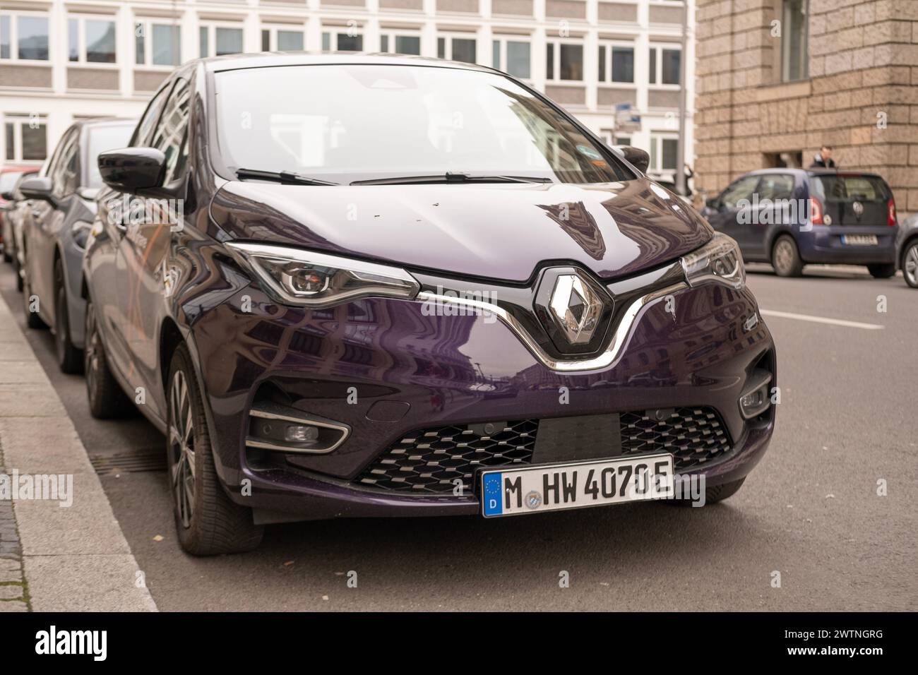 modern Electric purple Renault Zoe E-Tech, French company, EV in urban ...