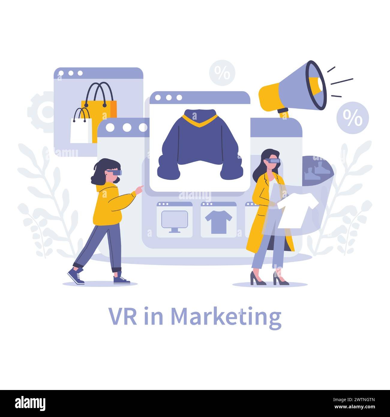 VR in marketing concept. Innovative immersion into virtual shopping ...