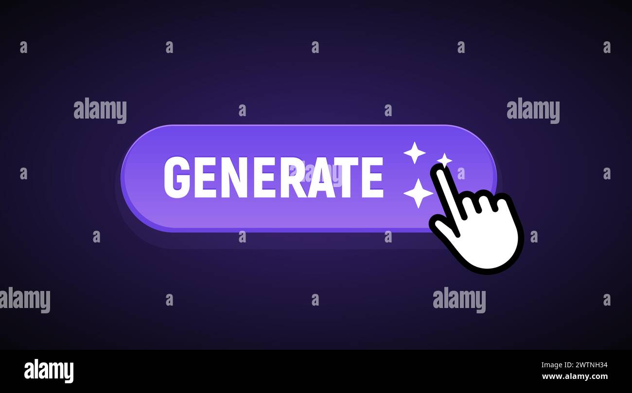 Ai button generator icon technology. Artificial intelligence generator image star illustration ...