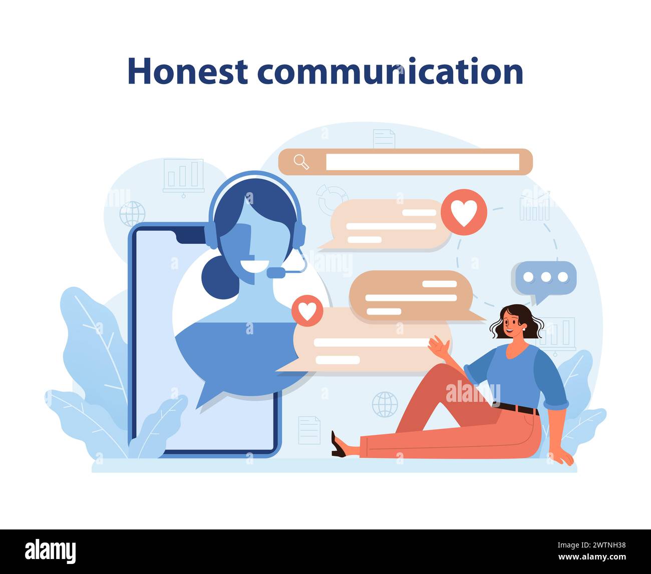Honest Communication Illustration. A customer service representative ...