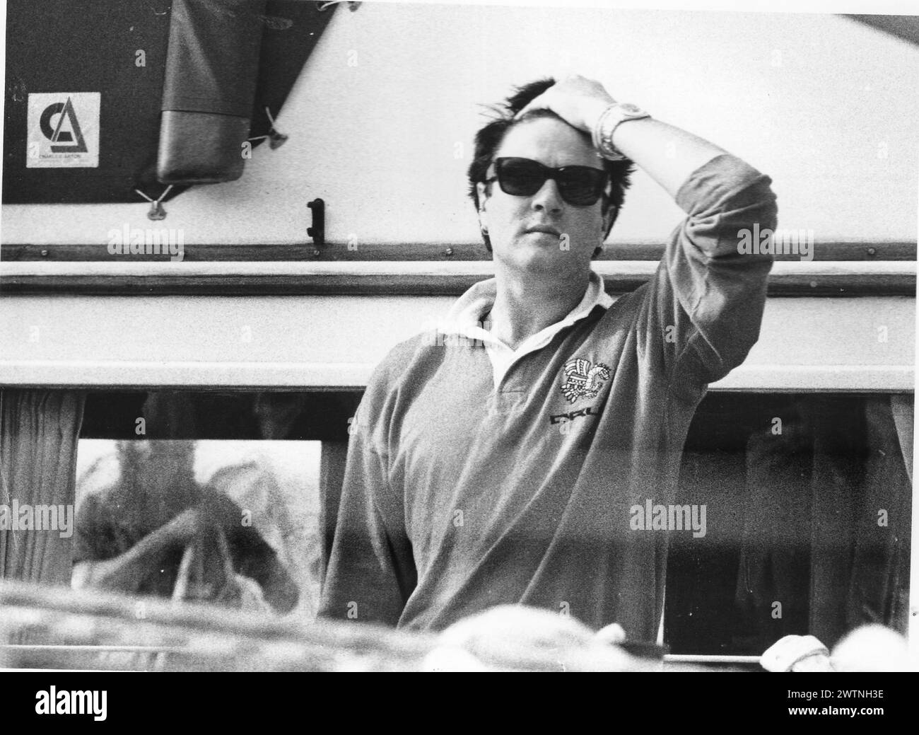 SIMON LE BON OF DURAN DURAN ABOARD HIS YACHT DRUM AT THE START OF THE ...
