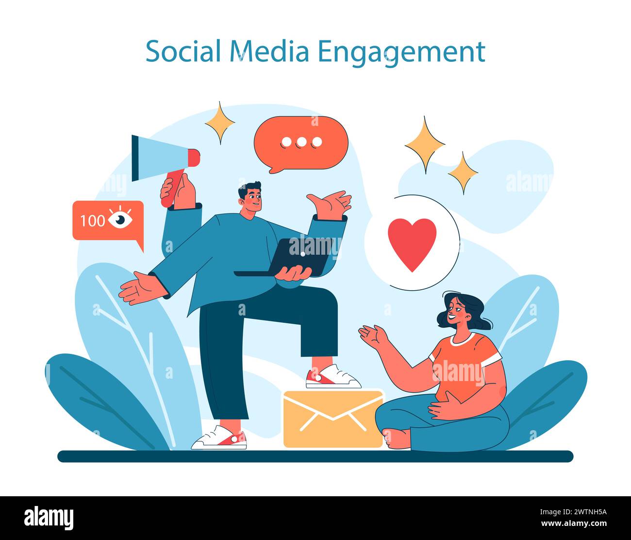 Marketing 5.0 concept. A lively scene showing active engagement and ...