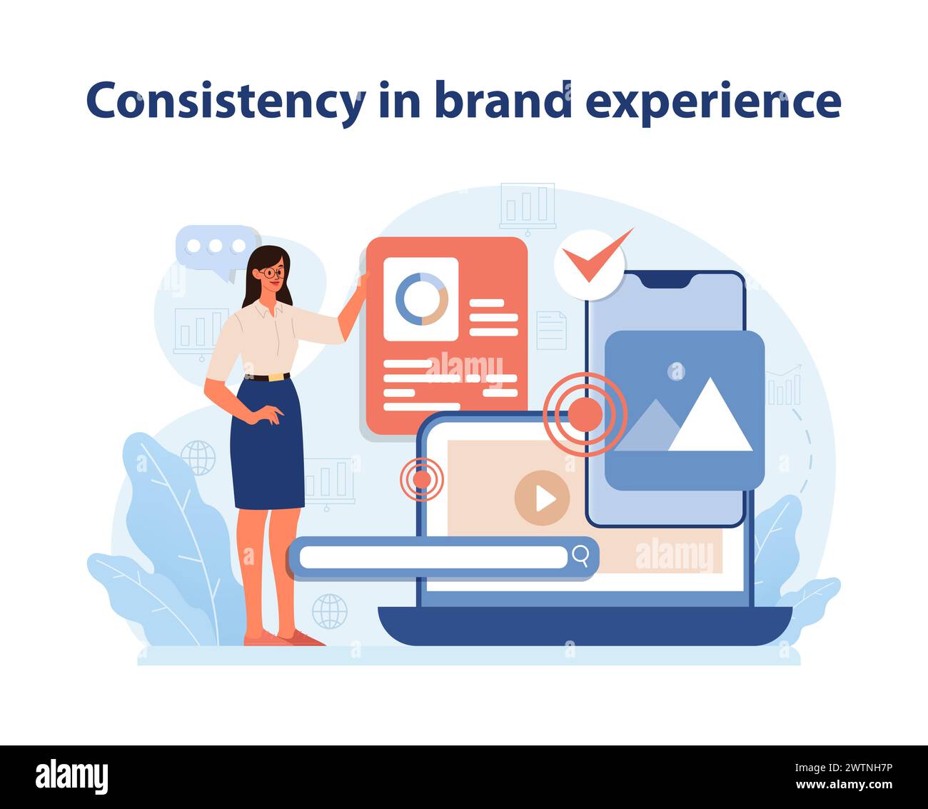 Brand Consistency Experience. An illustrative representation of maintaining uniformity across ...