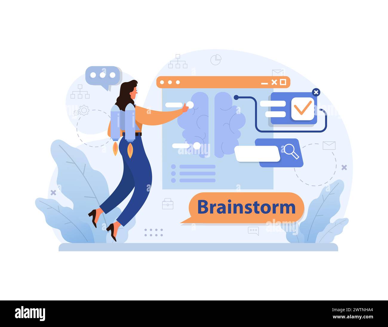 Efficient Digital Brainstorming In Action Dynamic Woman Interacts With A User Interface