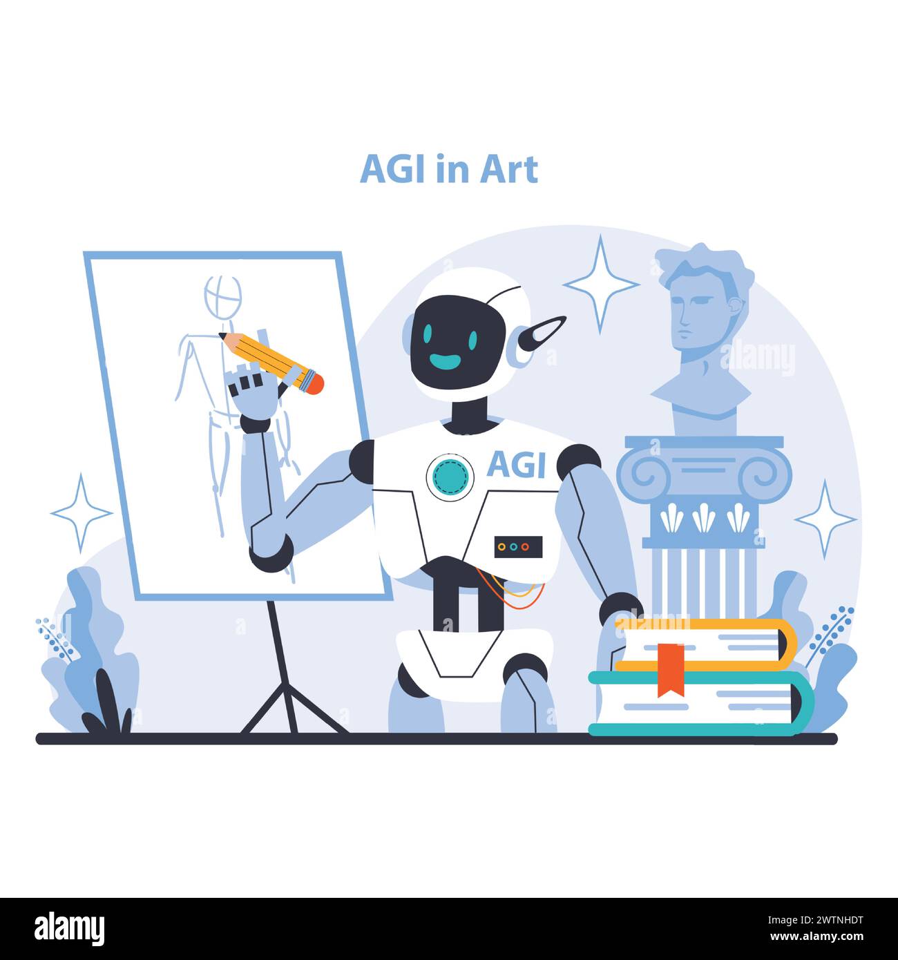 AGI concept. Merging AI with artistic creativity to innovate in art. AI ... AGI concept. Merging AI with artistic creativity to innovate in art. AI ...