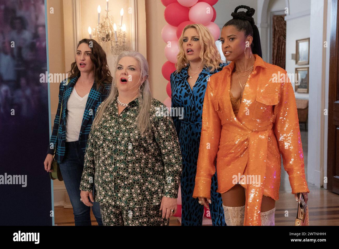 GIRLS5EVA, from left: Sara Bareilles, Paula Pell, Busy Philipps, Renee ...