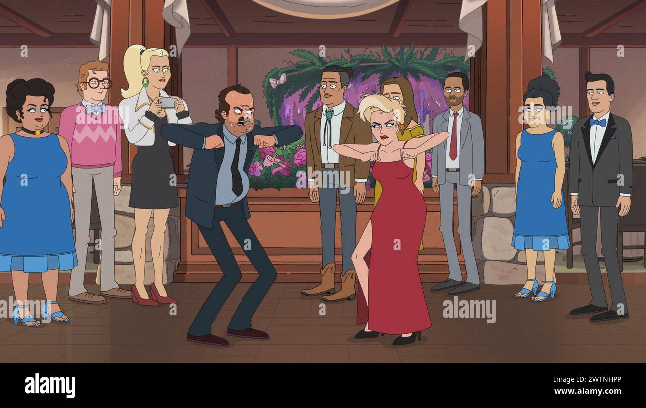 GRIMSBURG, center, from left: Marvin Flute (voice: Jon Hamm), Harmony ...