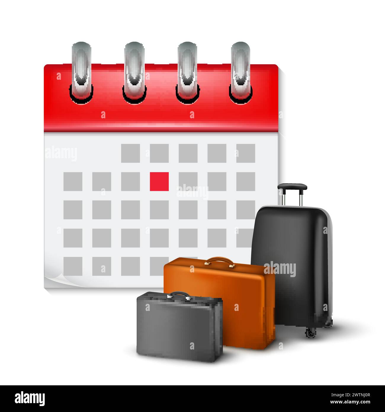 Travel planning concept with calendar and luggage, vacation date ...