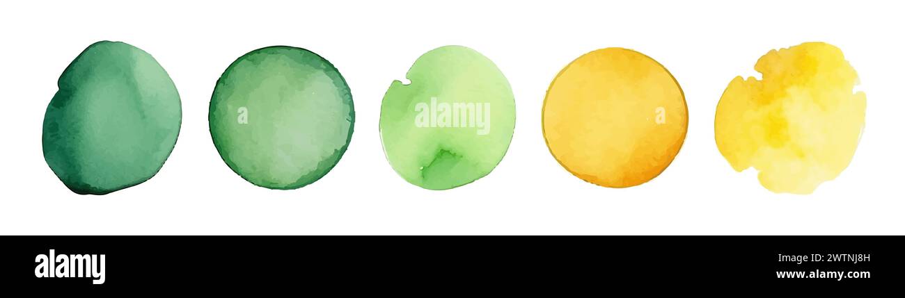 Green watercolor circle stain paint brush. Grunge green watercolor ...