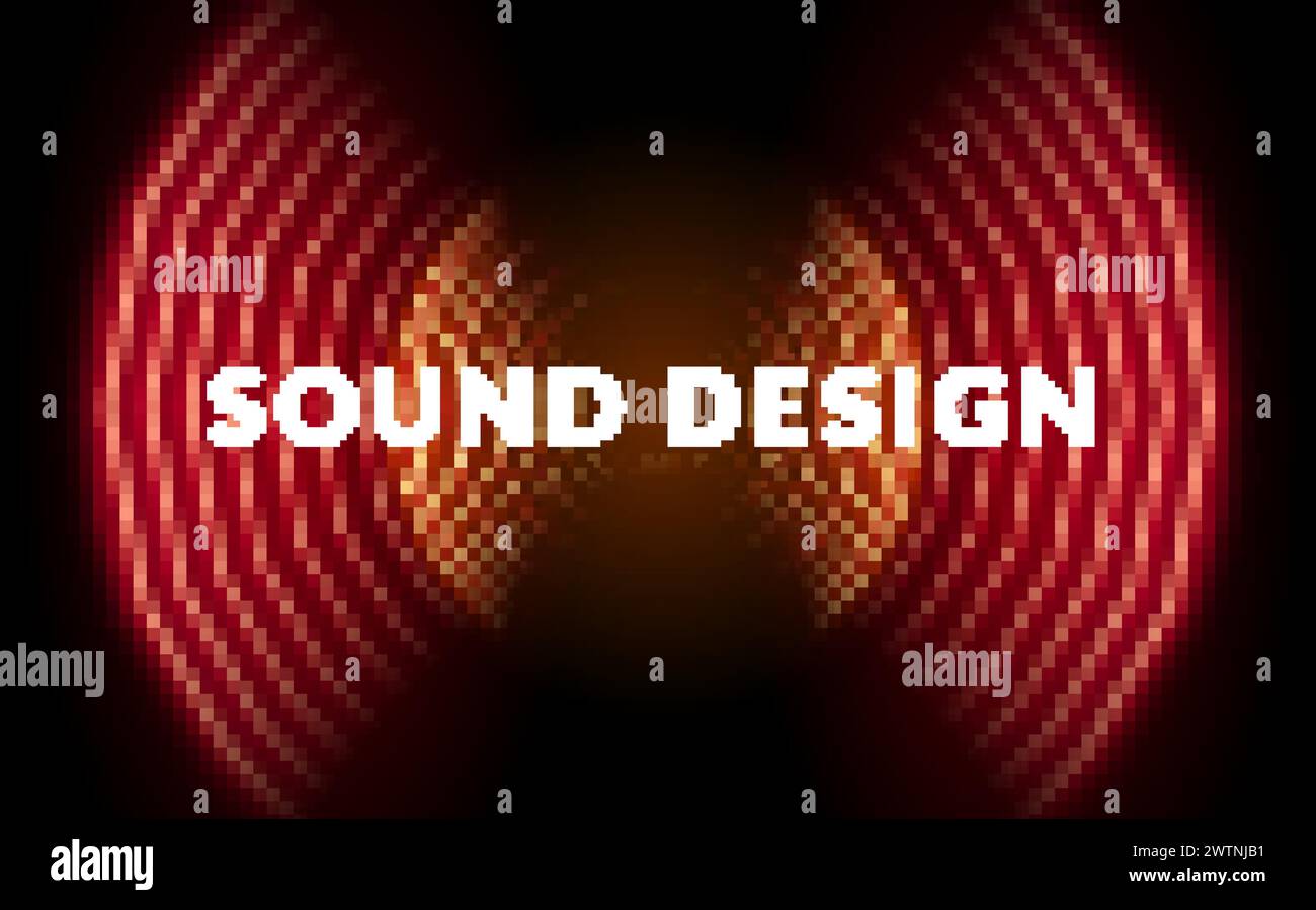 Dynamic Sound Wave Visualization Sound Design vector illustration red ...
