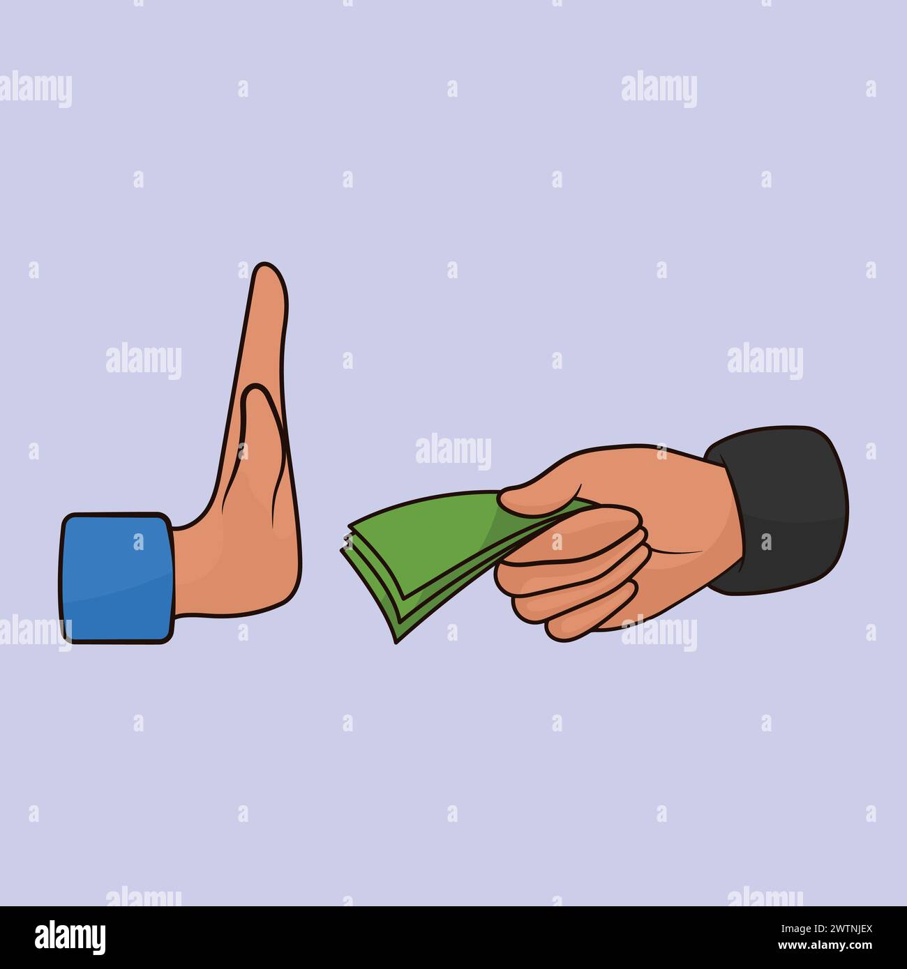 Say no to Bribe Vector Icon Illustration Business Corruption and Offer ...