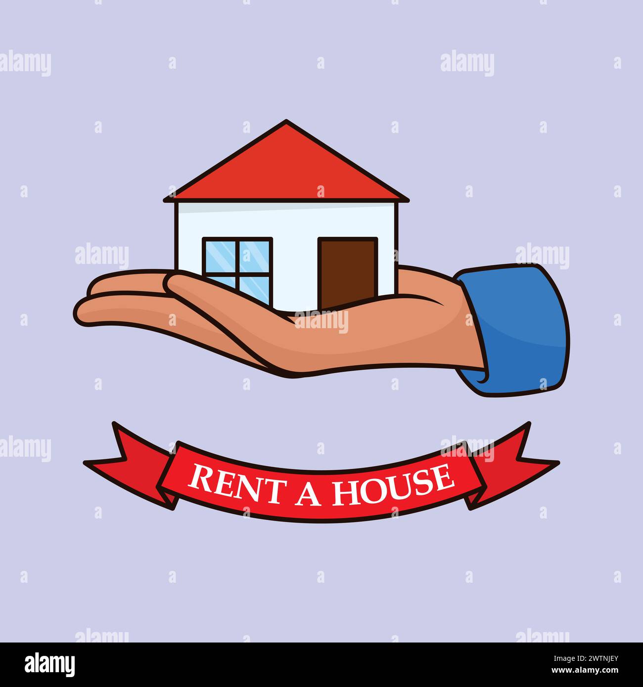 Agent Hand Holding House Selling Vector Cartoon Icon Renting a House ...